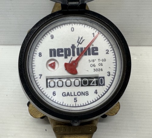Neptune 5/8 x 3/4 T-10 Brass Water Meter Direct Read Gallon Used | eBay