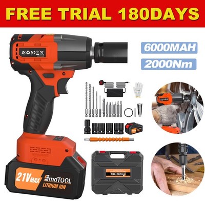 CORDLESS IMPACT WRENCH 2000NM HIGH TORQUE IMPACT GUN HEAVY DUTY GARAGE ...