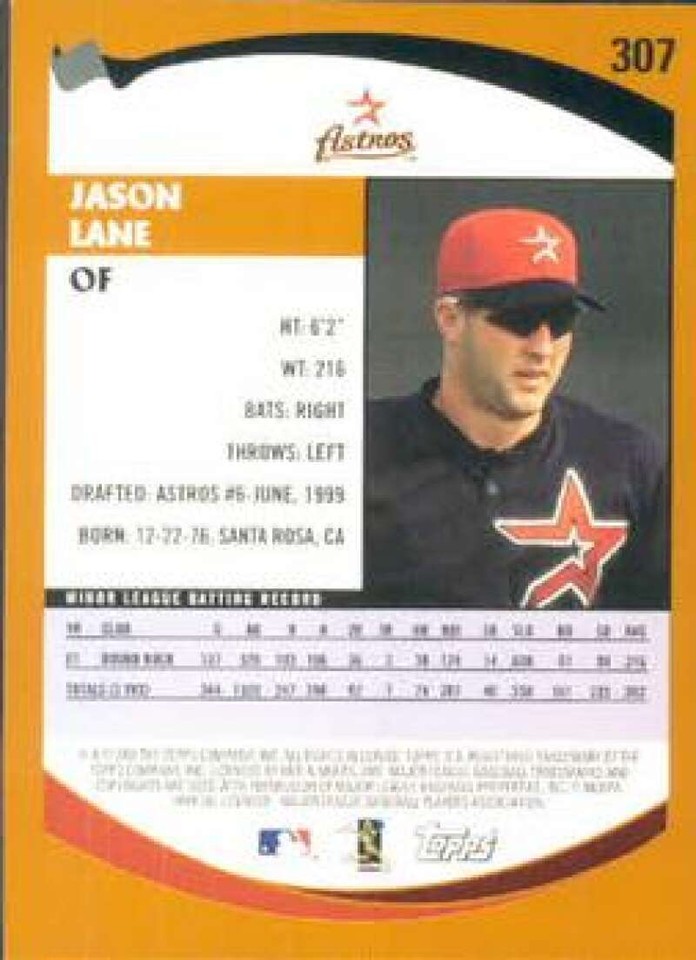 2002 Topps #307 Jason Lane NM-MT Astros PROS ID:81337 | eBay