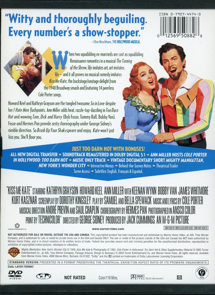 Kiss Me Kate DVD - free shipping | eBay