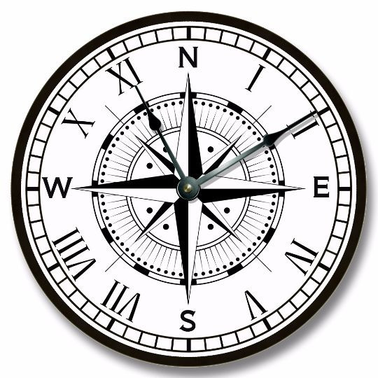 Compass Rose Pattern Wall CLOCK - Beachy and Nautical Home Decor - 7130 ...
