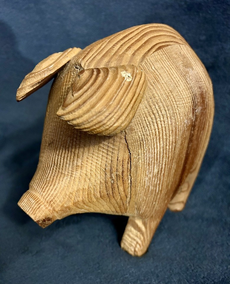 Vintage Pair Hand Carved Wenge Wood Wooden Pig Boar Hog Sculptures ...