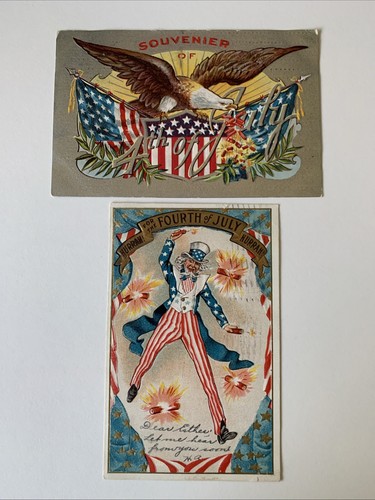 Antique 4th Of July Postcards Card Lot Of 2 Uncle Sam Embossed 1907 | eBay