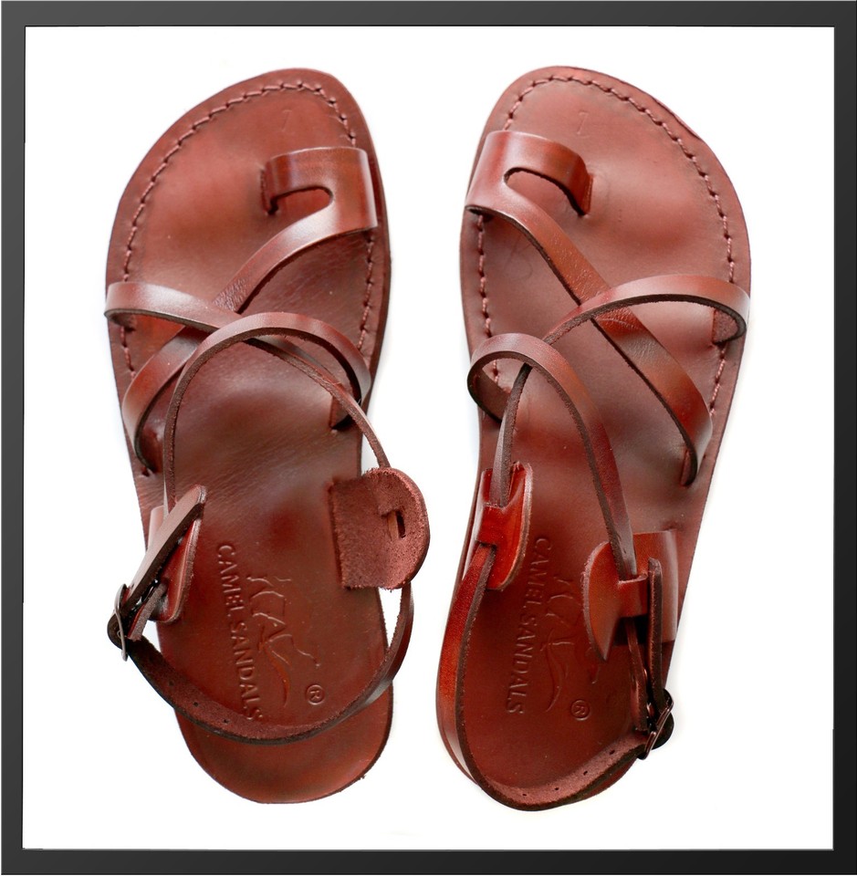 100% Leather Roman Jesus Sandals Unisex Strap Handmade US 5-16 EU 36-50 ...