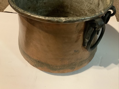 Large Copper Cauldron Vat Pot Apple Butter Kettle Seamed Iron Handles ...