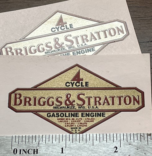 Briggs & Stratton Engine decal Reproduction 2-5/8” 1949-62 Small Tank ...