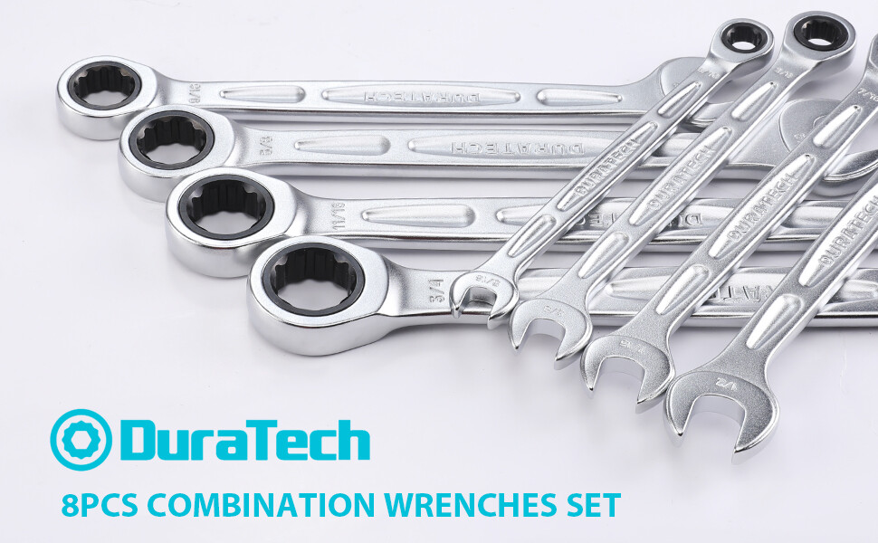 DURATECH 8PC Combination Ratchet Wrenches Set SAE5/16"to 3/4" w/Wrench ...