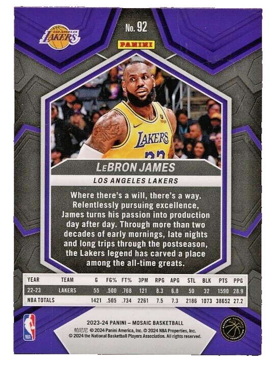 2023-24 Panini Mosaic Leron James #92 Lakers | eBay