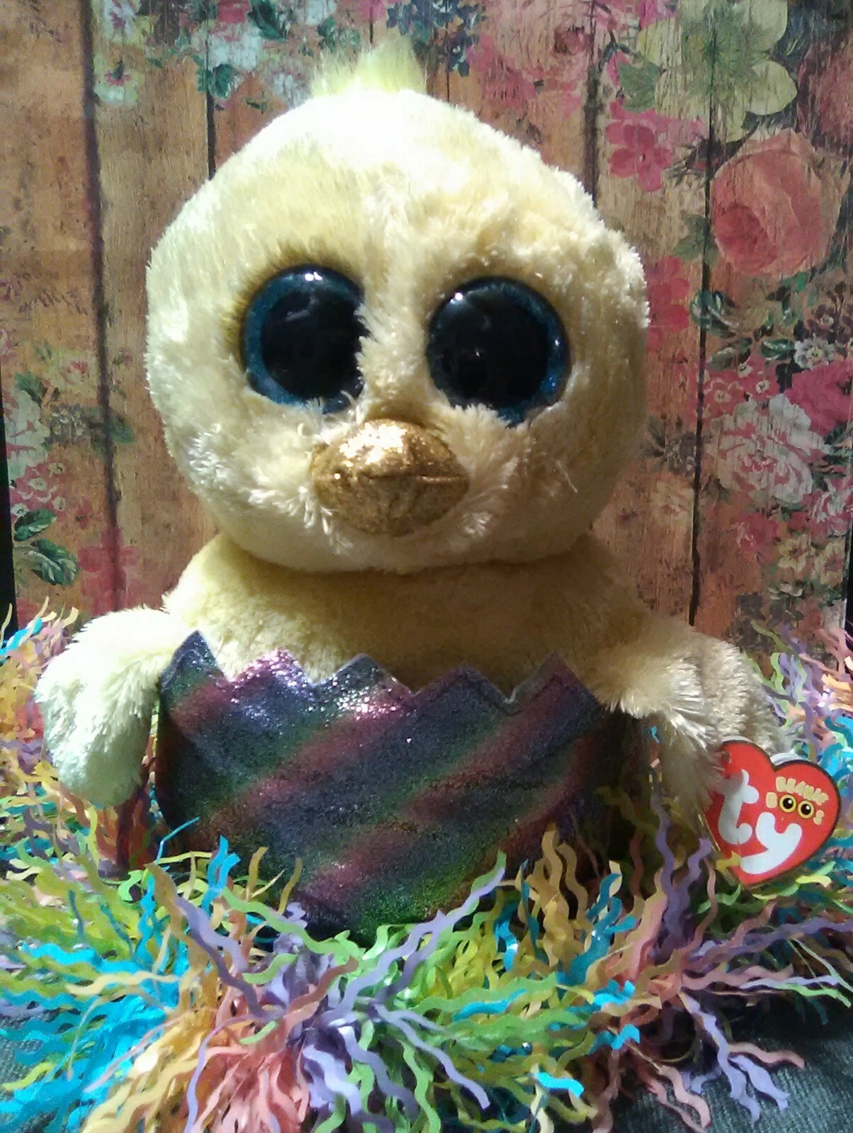 TY Easter Beanie Boo Plush Yellow Chick in Rainbow Colors Easter Egg ...