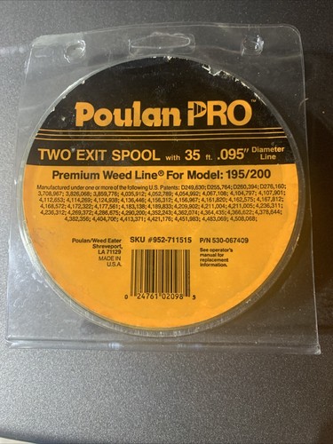 For 1 POULAN PRO 952-711515 Two Exit Spool Trimmer Line, 35' x .095 ...