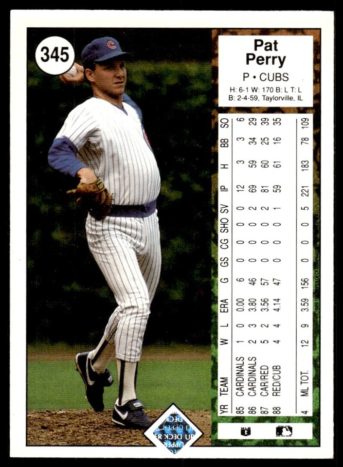 1989 Upper Deck Baseball Card Pat Perry Chicago Cubs #345 | eBay