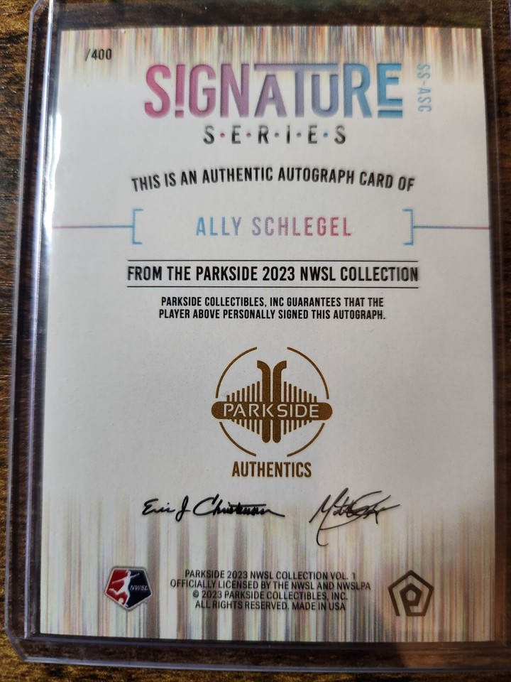 2023 Parkside NWSL Vol. 1 Ally Schlegel Signature Series RC Auto /400 # ...