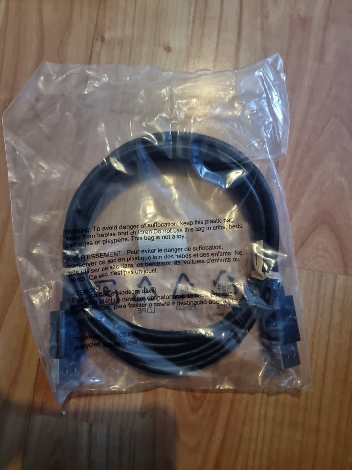 DisplayPort Cable - 2m Display Port Lead DP Male to Male Mac PC Laptop ...