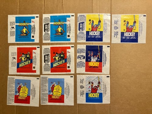 OPC (O-PEE-CHEE) NHL HOCKEY LOT OF 10 EMPTY WAX WRAPPERS: 1981-82, 82 ...