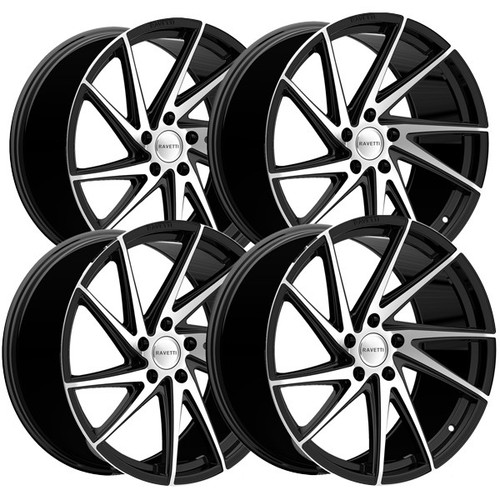 (Set of 4) Ravetti M10 20x8.5 5x112 +35mm Black/Machined Wheels Rims 20 ...