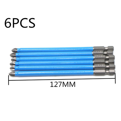 6x 1/4" Hex Shank Long 127mm 5'' PH2 Phillips Anti Slip S2 Screw Driver ...