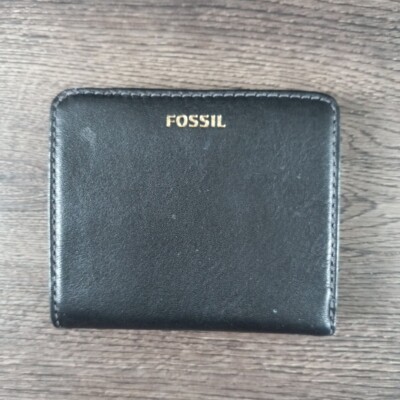 Fossil Madison Small Leather Bifold Wallet Black NWT | eBay