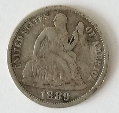 1889 P Seated Liberty Dime -- 90% Silver United States Philadelphia ...