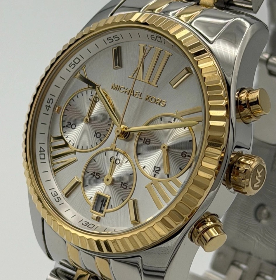 Orologio unisex bicolore MICHAEL KORS MK5955 Lexington 38 mm FULL SET ...