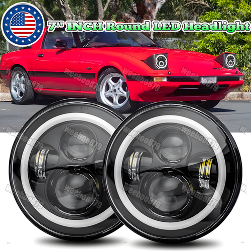 for Mazda RX-7 fb 1979-1985 Brightest 2PCS 7" Inch Round LED Headlights ...
