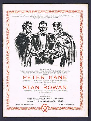 RARE 1948 PETER KANE ROWAN boxing program TOMMY FARR Hill Exley Dilks ...
