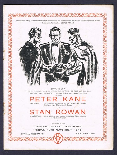 RARE 1948 PETER KANE ROWAN boxing program TOMMY FARR Hill Exley Dilks ...