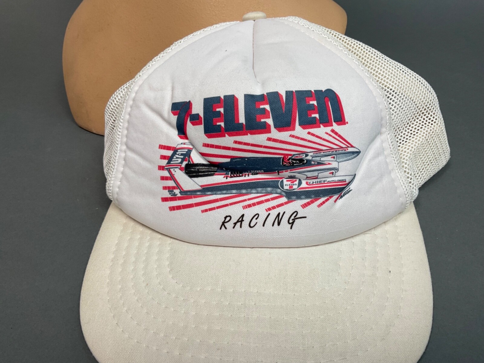 Vintage 70s Trucker Hat Snapback Mesh 7-11 7-Eleven Hydroplane racing ...