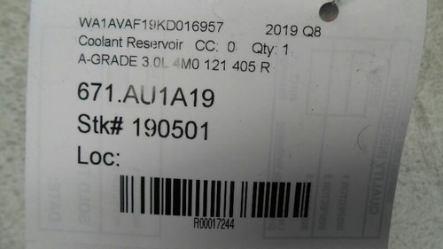 2019 AUDI Q8 COOLANT RESERVOIR 3.0L OEM PART # 4M0 121 405 R | eBay
