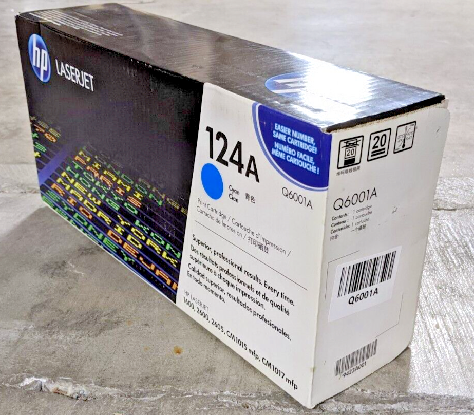 Genuine HP 124A Q6001A Cyan Toner Cartridge 2K Page HP 1600 2600 2605 ...