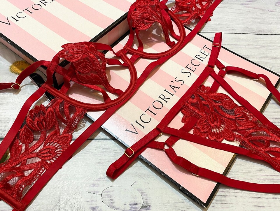 Victorias Secret VERY SEXY Strappy Embroidered Open Cup Balconette Bra ...