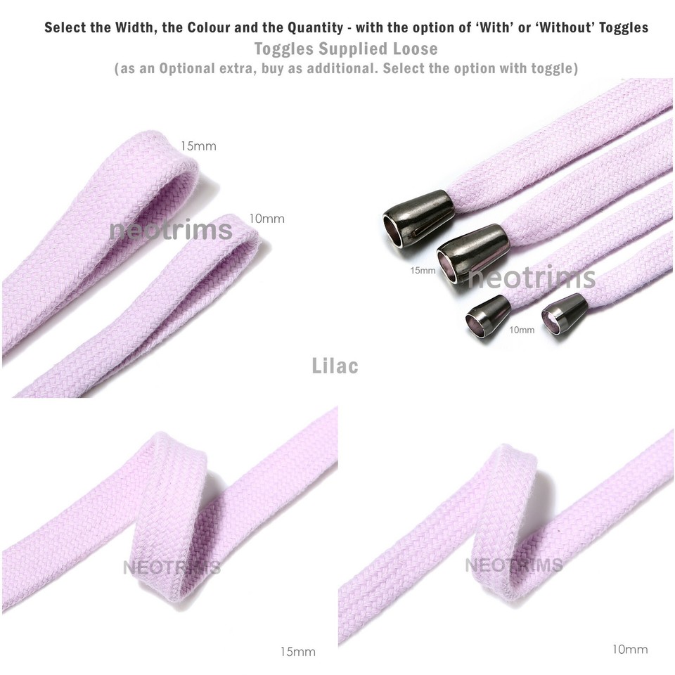 Drawstring Cord Cotton Hoodie String for Sweatshirt,10 & 15mm,Toggle ...