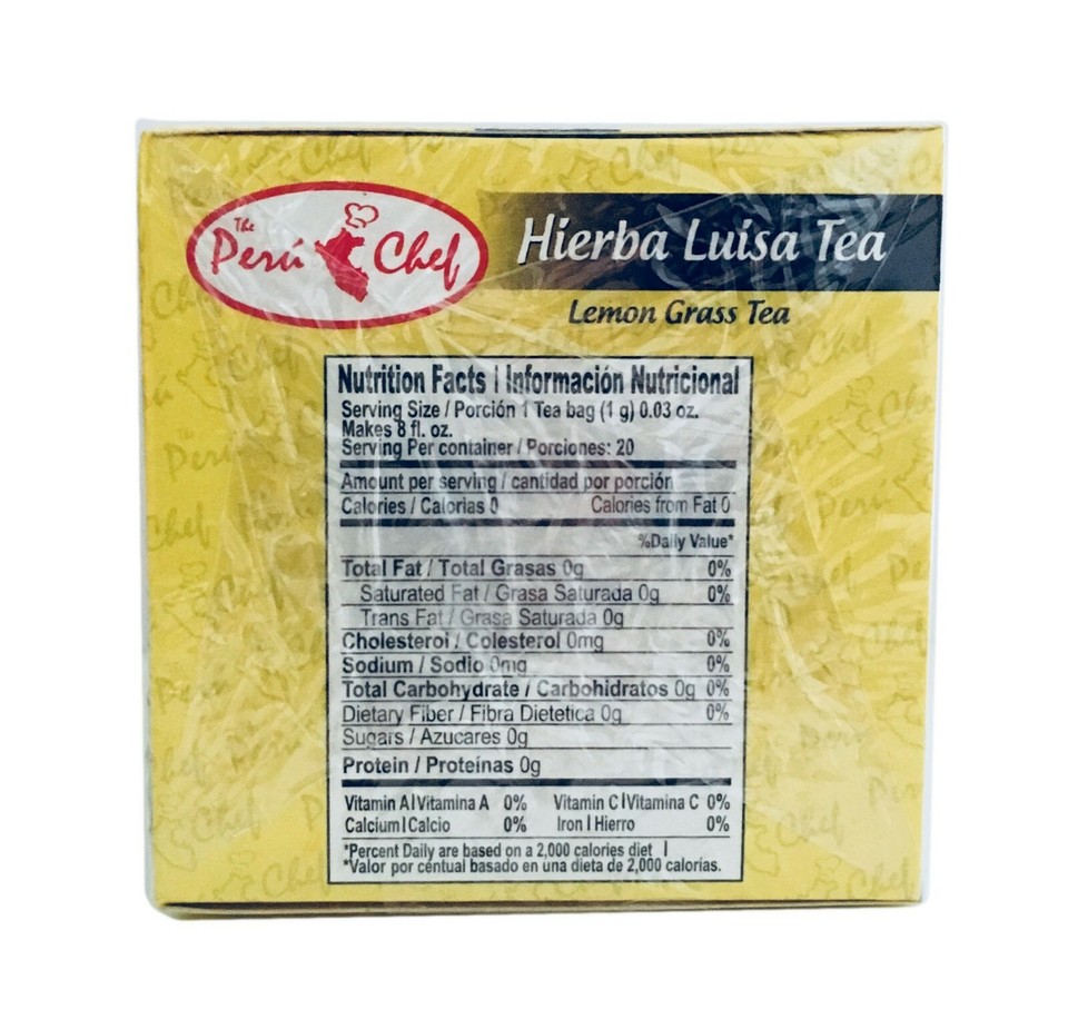 4 Boxes Peru Chef Hierba Luisa Te / Lemon Grass Tea Digestive,Help ...