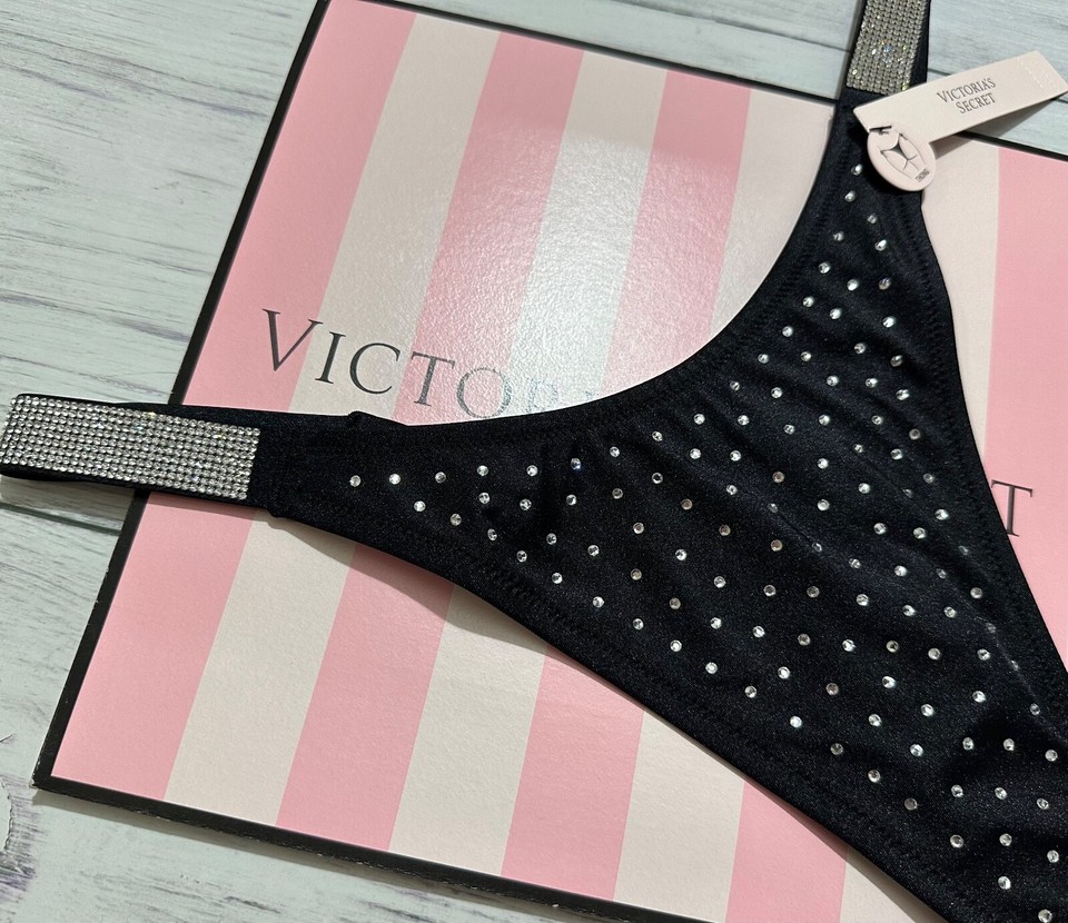 Victoria's Secret Shine Strap SWIM RHINESTONE THONG BIKINI BOTTOM | eBay