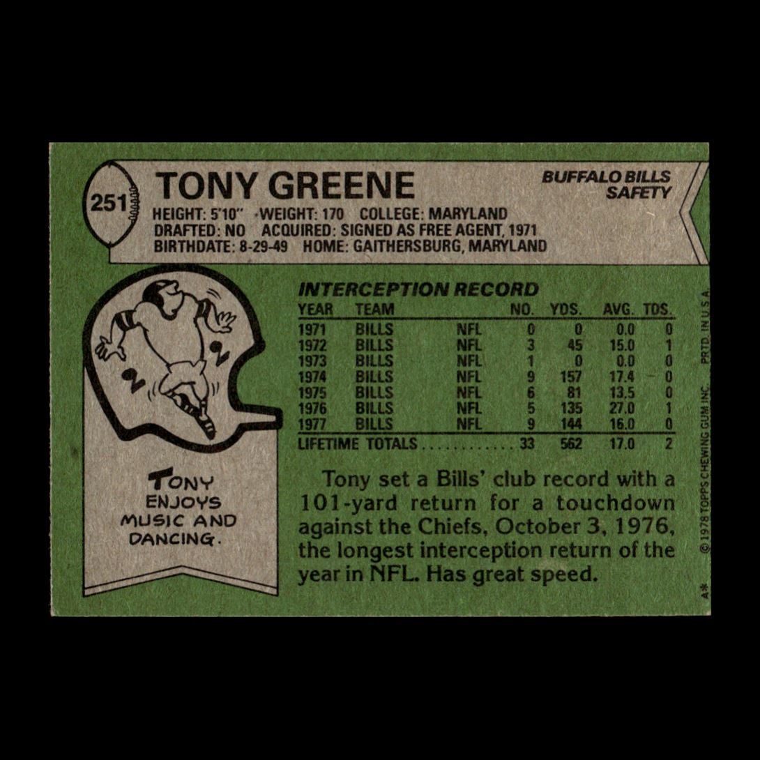 Tony Greene 1978 Topps Buffalo Bills #251 R308i 1 | eBay