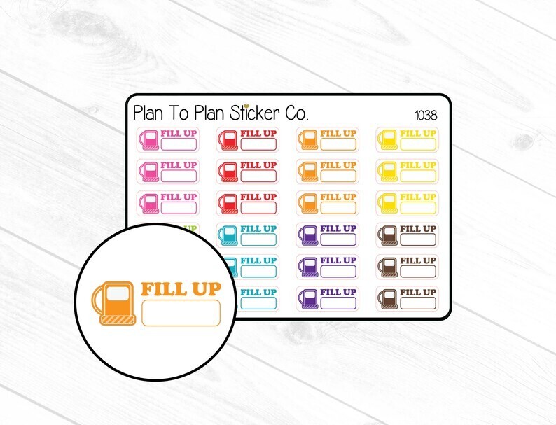 1038~~Fill Up/Gas Trackers Planner Stickers. | eBay