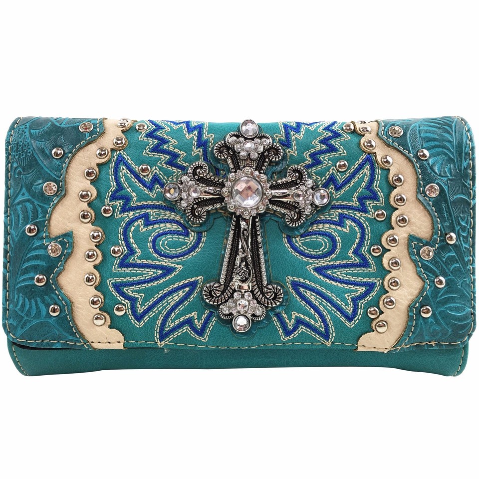 Justin West Classic Floral Geometric Embroidery Cross Conceal Carry ...