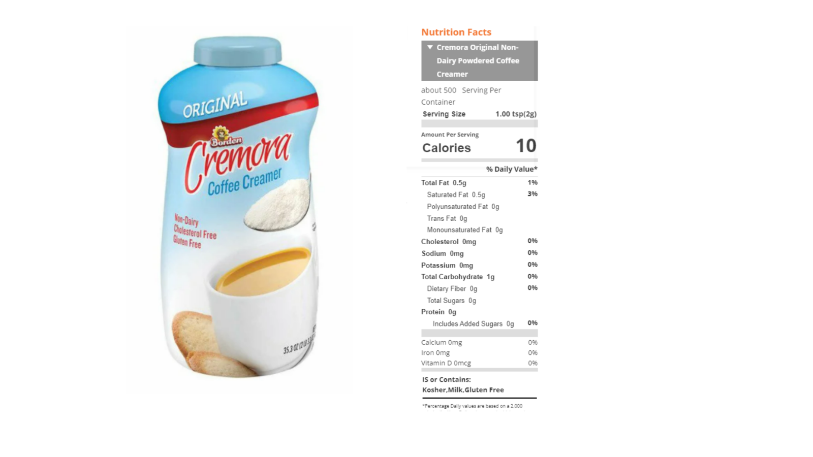 Cremora Coffee Creamer Nutrition Facts | Besto Blog