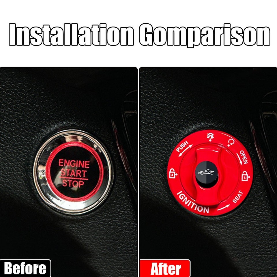 Car Engine Start Stop Push Button Ignition Switch Cover Trim Auto ...