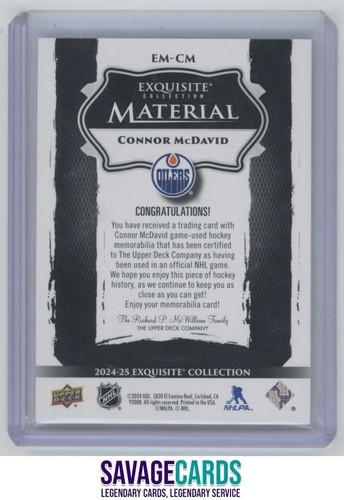 2024-25 UD Black Diamond Exquisite Collection Materials Connor McDavid ...