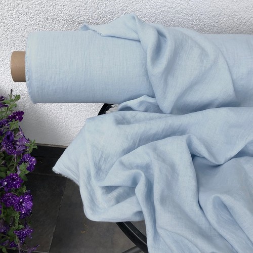 Ice Blue Linen Fabric by the Yard – Soft Washed, Medium Weight – Sewing ...