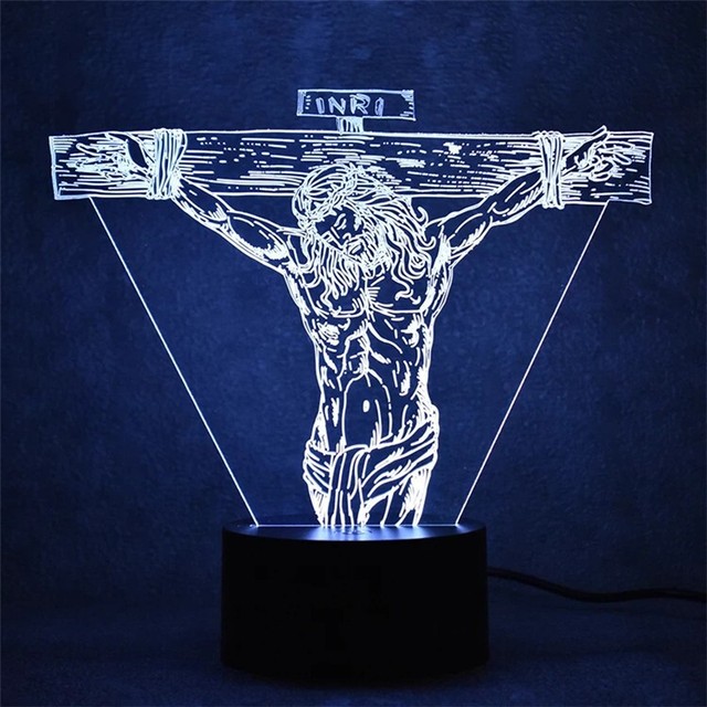 Jesus Christ LED Lamp in 3d Optical Illusion Bulb Night Light ...