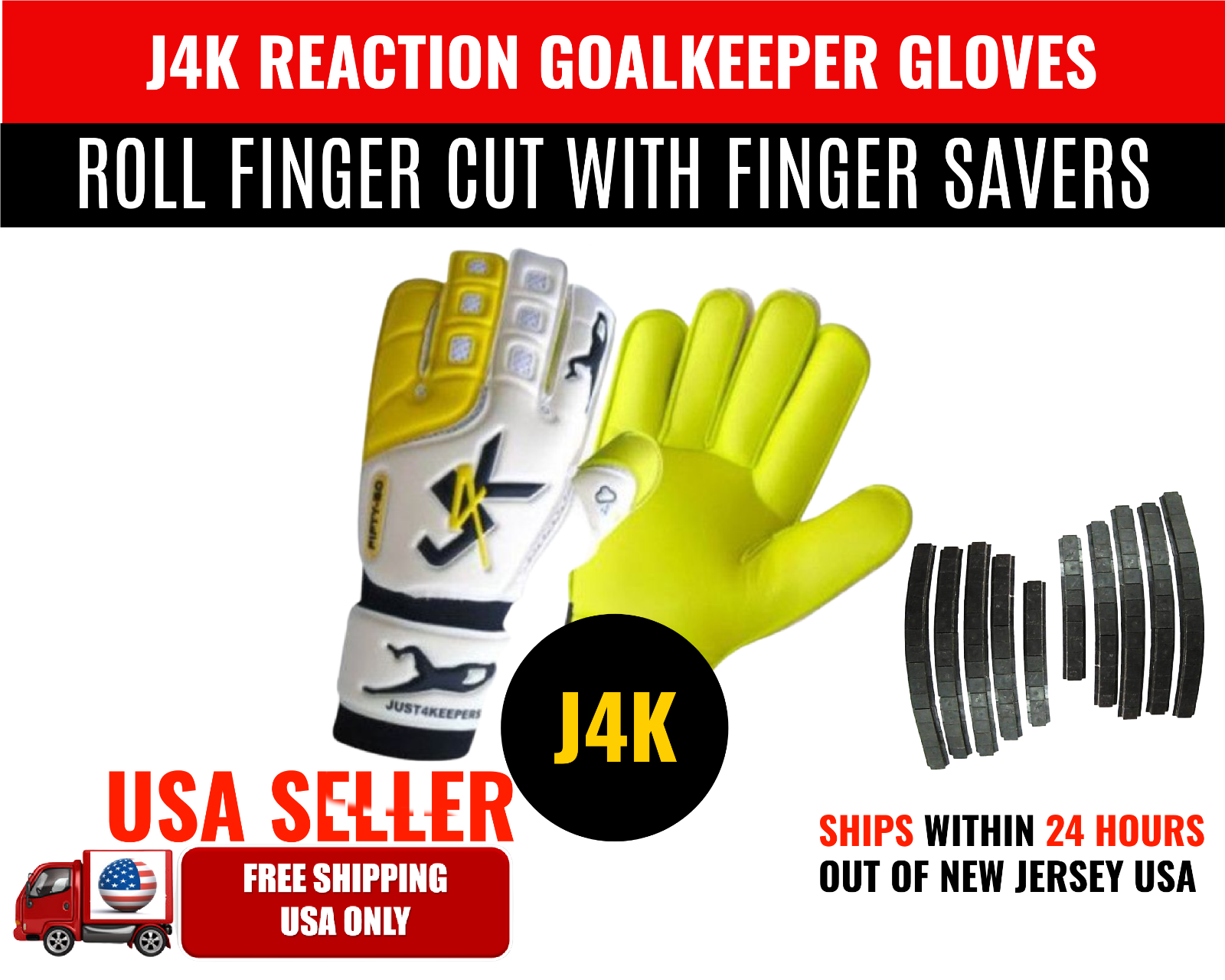 J4K REACTION FINGER SAVERS GOALKEEPER GLOVE GOALIE KEEPER GK SOCCER ...