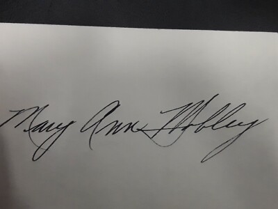 MARY ANN MOBLEY Signed 3x5 INDEX CARD Authentic Autograph *MISS AMERICA ...