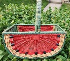 VTG Watermelon Wicker Picnic Basket Bead Seeds Summer Party 14" Long 9. ...