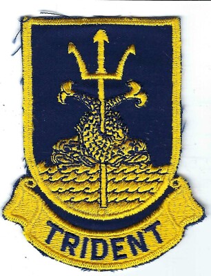 Trident shield blue n gold, vintage 4.5x3.5 EonT xbc2025 text variation ...