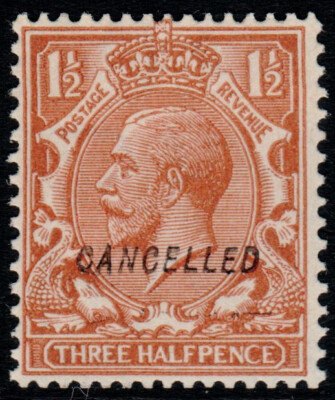 1924 KGV Block Cypher 1½d Overprinted CANCELLED Type 28 SG Spec N35w ...