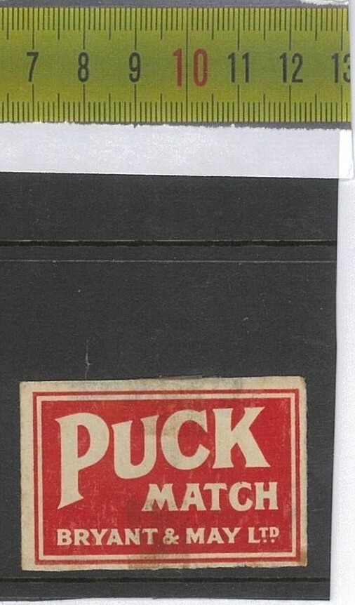 Matchbox label - Bryant & May PUCK Match - red - UK ? | eBay