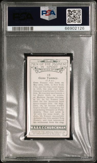 1928 WA & AC Churchman #16 Gene Tunney PSA 7.5 *Men of the Moment ...