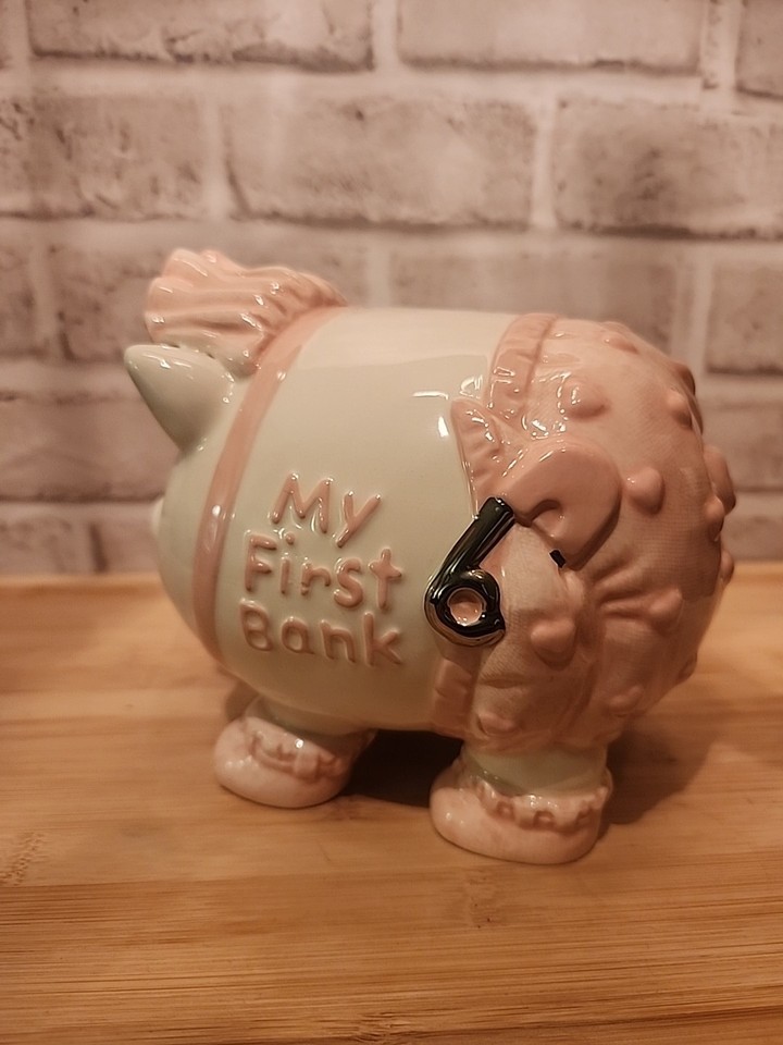 Mud Pie My First Bank Piggy Bank Baby Pink Pig Piggy Bank Ceramic | eBay