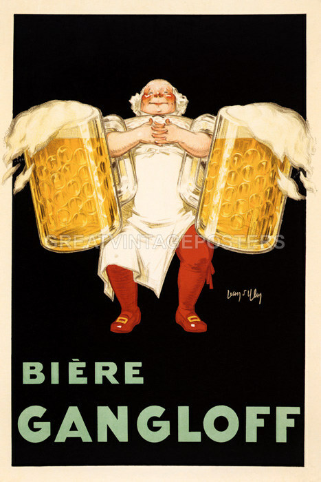 BIERE GANGLOFF WAITER WITH TWO BIG BEER MUG PITCHER FRENCH VINTAGE ...